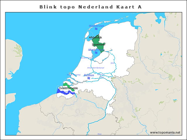 Topografie Blink topo Nederland Kaart A wateren | www.topomania.net