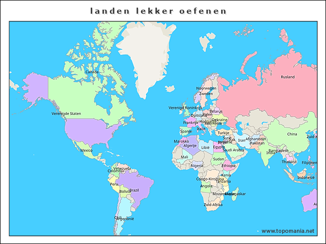 Topografie landen lekker oefenen | www.topomania.net
