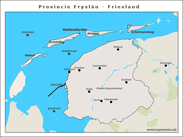 Topografie Provincie Fryslân - Friesland Bg | www.topomania.net
