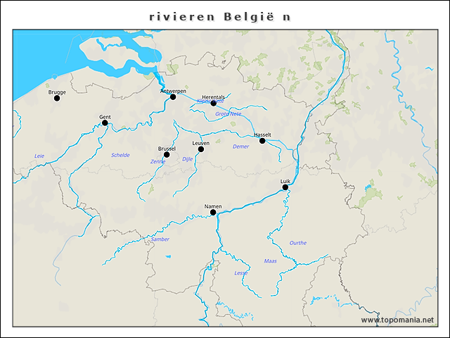 Topografie rivieren België n | www.topomania.net
