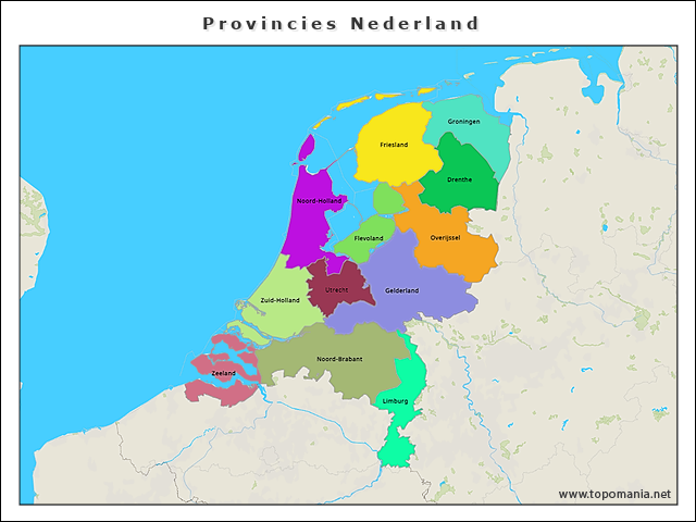 Topografie Provincies Nederland | www.topomania.net