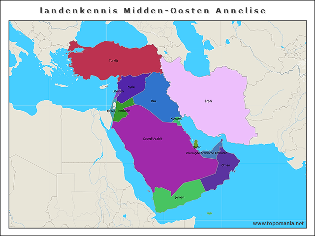 Topografie landenkennis Midden-Oosten Annelise | www.topomania.net