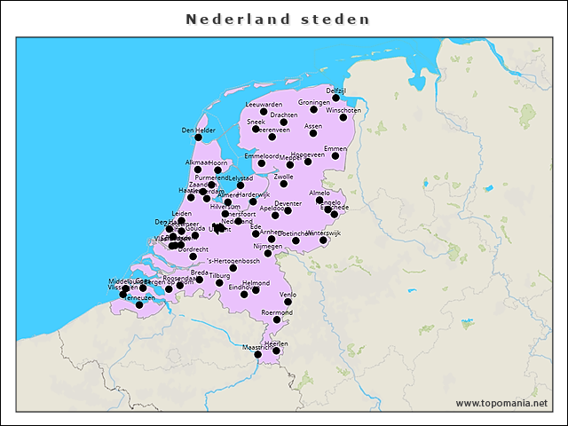 Topografie Nederland steden | www.topomania.net