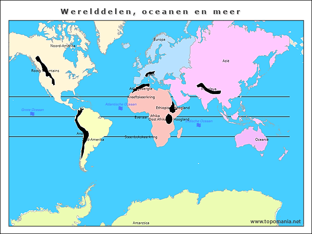 Topografie Werelddelen, oceanen en meer-kopie | www.topomania.net