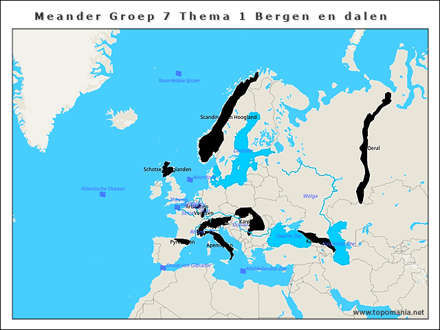 Topografie Meander Groep 7-8 Thema 1 Bergen en dalen | www.topomania.net