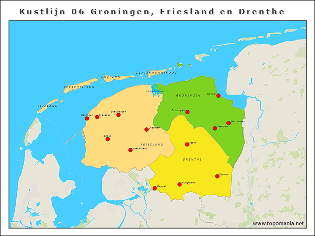 Topografie Kustlijn 06 Groningen, Friesland en Drenthe | www.topomania.net