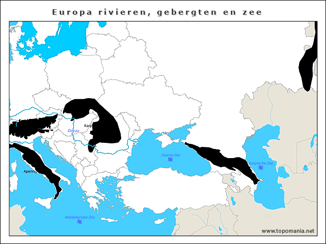 Topografie Europa rivieren, gebergten en zee | www.topomania.net