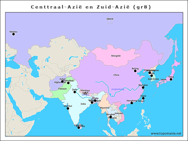 Topografie Centraal-Azië en Zuid-Azië (gr8) | www.topomania.net