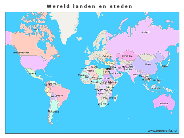 Topografie Wereld landen en steden | www.topomania.net