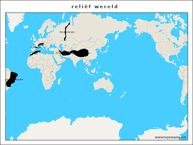 Topografie reliëf wereld | www.topomania.net
