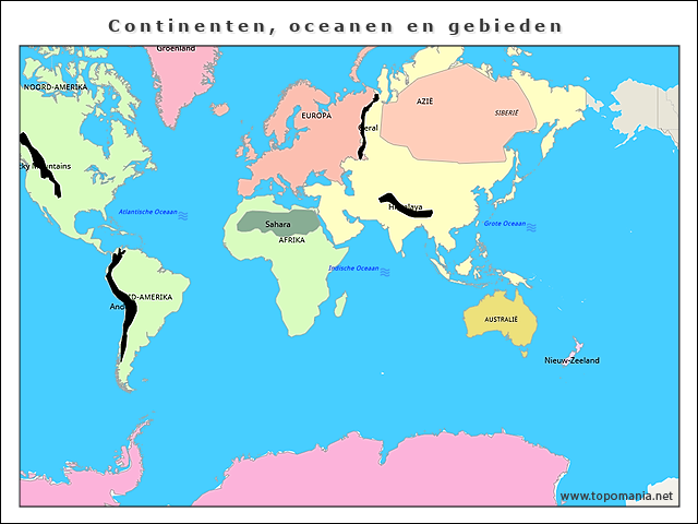 Geography Continenten, oceanen en gebieden | www.topomania.net