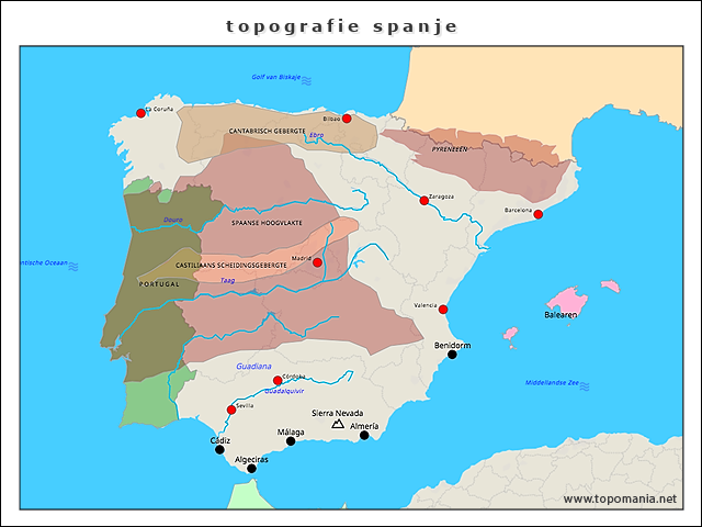 Geography topografie spanje | www.topomania.net