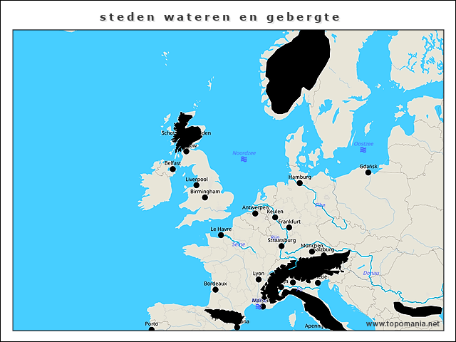 Geography steden wateren en gebergte | www.topomania.net