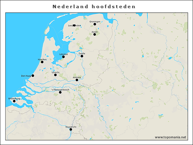 Topografie Nederland hoofdsteden | www.topomania.net