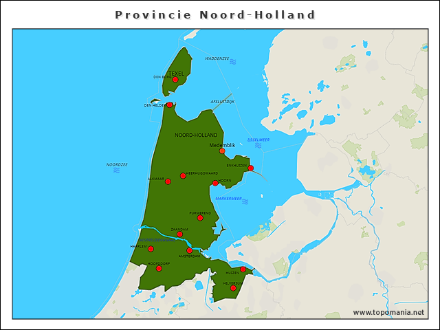 Topografie Provincie Noord-Holland | www.topomania.net