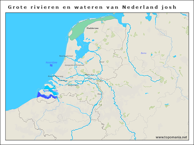 Topografie Grote rivieren en wateren van Nederland josh | www.topomania.net