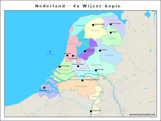 Topografie Nederland - 4x Wijzer-kopie | www.topomania.net