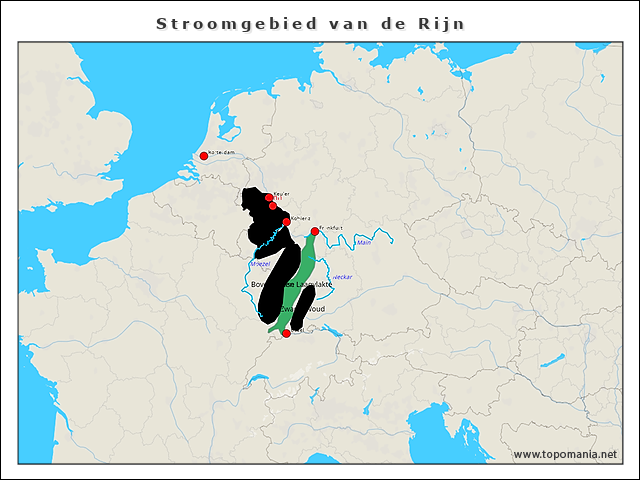 Geography Stroomgebied van de Rijn | www.topomania.net