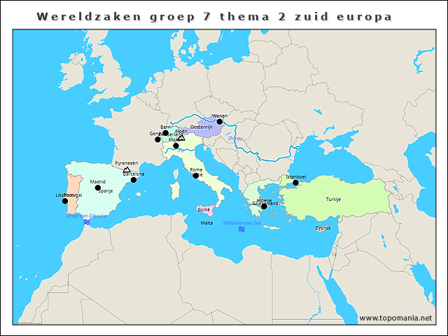 Topografie Wereldzaken groep 7 thema 2 zuid europa | www.topomania.net