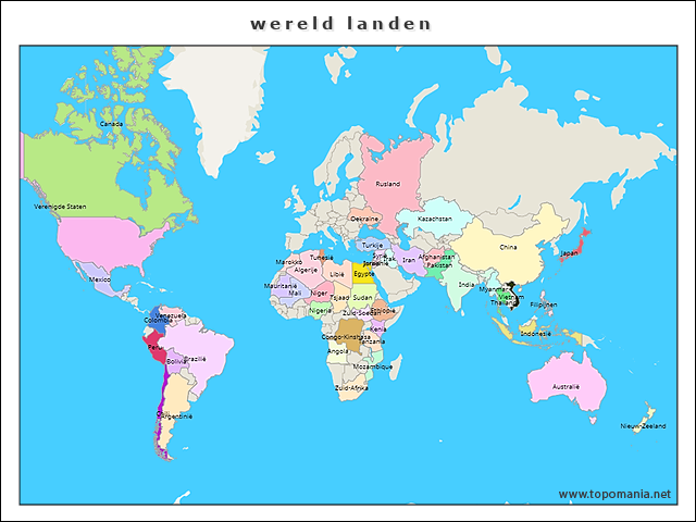 Topografie wereld landen | www.topomania.net