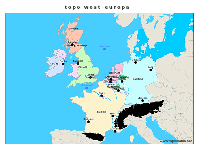 Topografie topo west-europa | www.topomania.net