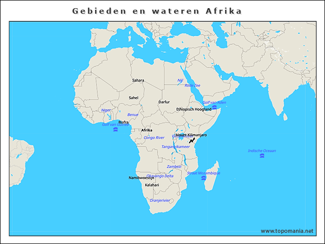 Topografie Gebieden en wateren Afrika | www.topomania.net