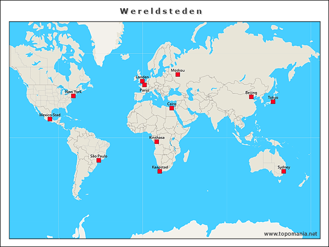 Topografie Wereldsteden | www.topomania.net