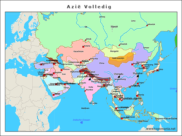 Topografie Azië Volledig | www.topomania.net