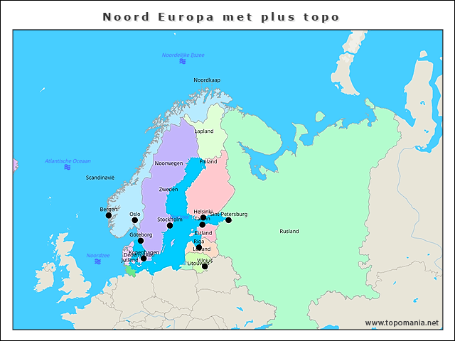 Topografie Noord Europa met plus topo-kopie | www.topomania.net