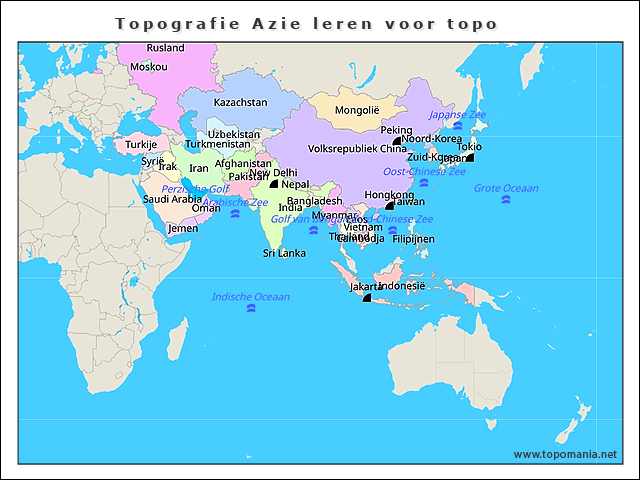 Geography Topografie Azie leren voor topo | www.topomania.net