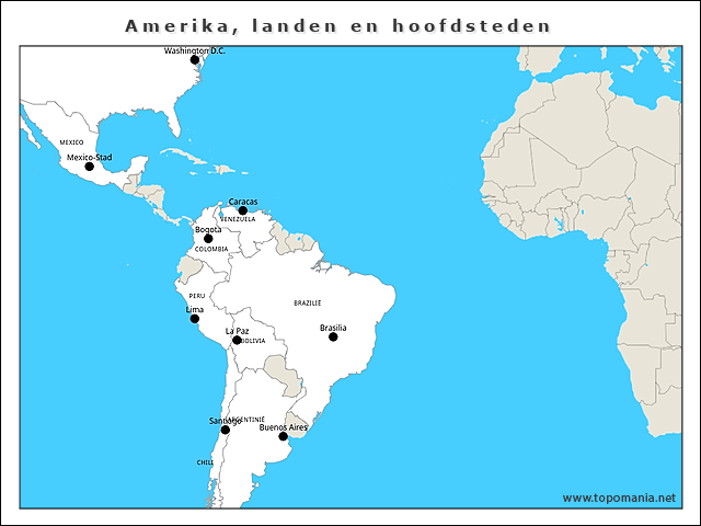 Geography Amerika, landen en hoofdsteden | www.topomania.net