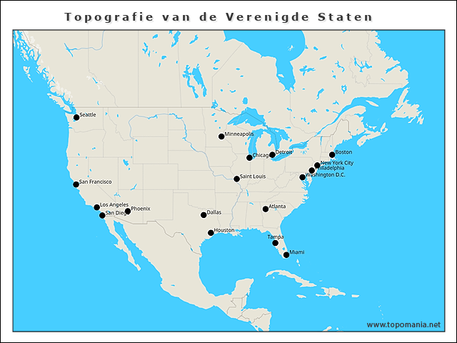 Topografie Steden in de Verenigde Staten | www.topomania.net