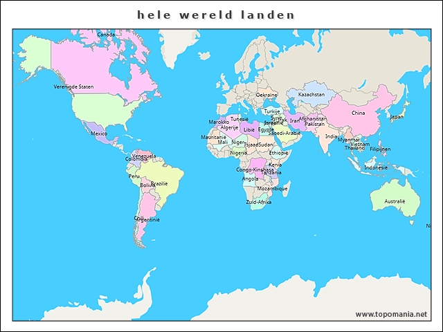 Topografie hele wereld landen | www.topomania.net