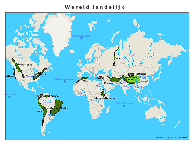 Topografie Wereld landelijk | www.topomania.net