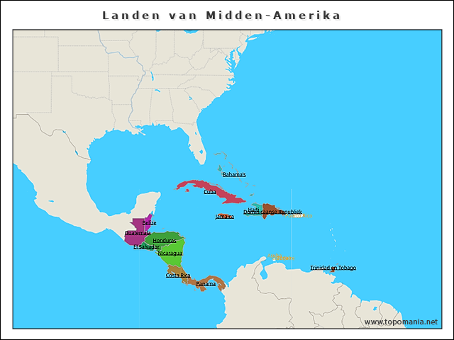 Topografie Landen van Midden-Amerika | www.topomania.net