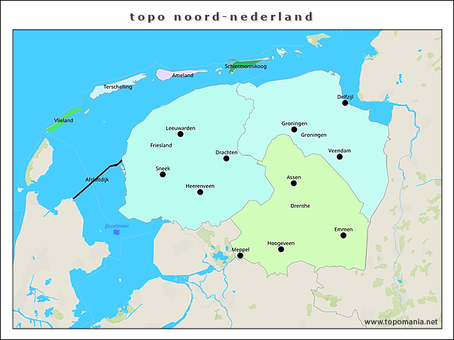 Topografie topo noord-nederland | www.topomania.net