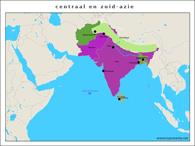 Topografie centraal en zuid-azie | www.topomania.net