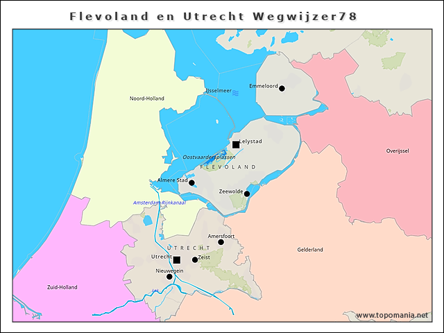 Topografie Flevoland en Utrecht Wegwijzer78 | www.topomania.net