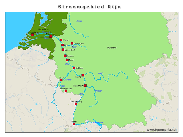 Geography Stroomgebied Rijn | www.topomania.net