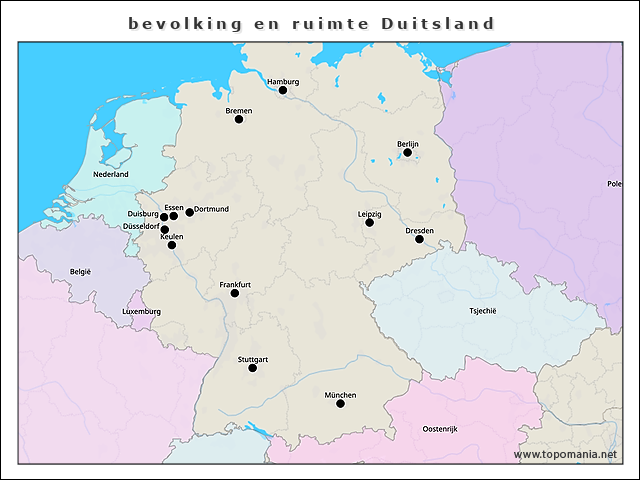 Topografie bevolking en ruimte Duitsland | www.topomania.net