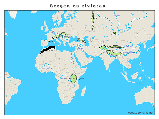 Topografie Bergen en rivieren | www.topomania.net