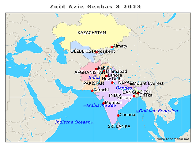 Topografie Zuid Azie Geobas 8 2023 | www.topomania.net
