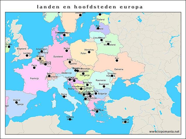 Geography landen en hoofdsteden europa | www.topomania.net