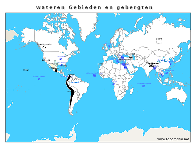 Topografie wateren Gebieden en gebergten | www.topomania.net