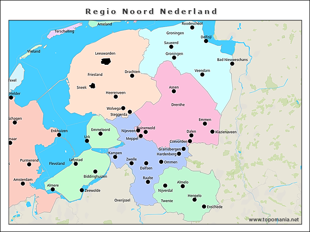 Topografie Regio Noord Nederland | www.topomania.net