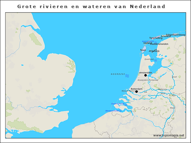 Topografie Grote rivieren en wateren van Nederland | www.topomania.net
