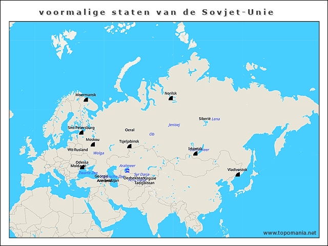 Topografie voormalige staten van de Sovjet-Unie | www.topomania.net