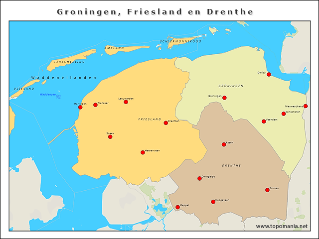 Geography Groningen, Friesland en Drenthe | www.topomania.net