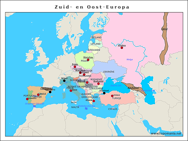 Topografie Zuid- en Oost-Europa | www.topomania.net