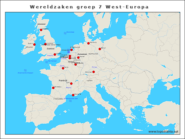Topografie Wereldzaken groep 7 West-Europa | www.topomania.net